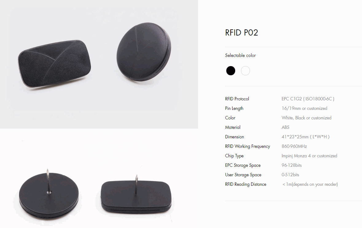 RFID Square Round Pin Hard Tag for Clothes EAS Anti-Theft - EAS